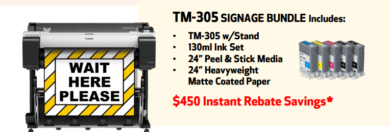 Canon imagePROGRAF TM-305 Large Format Printer With Signage Bundle ...